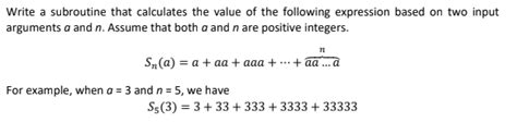 solved write a subroutine that calculates the value of the
