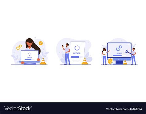 system or web application upgrade procedure set vector image