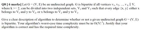 solved q8 [ 6 marks] let g v e be an undirected graph g