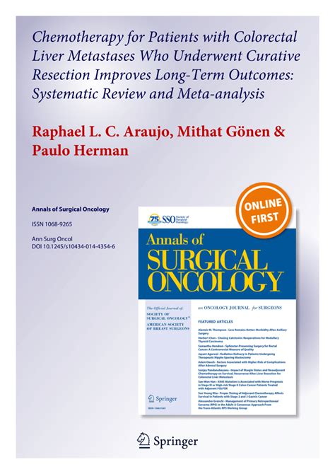 Pdf Chemotherapy For Patients With Colorectal Liver Metastases Who