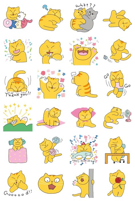 Lovely Smile Face Cat Sticker Pack Cat Stickers Cat Emoji Lovely Smile