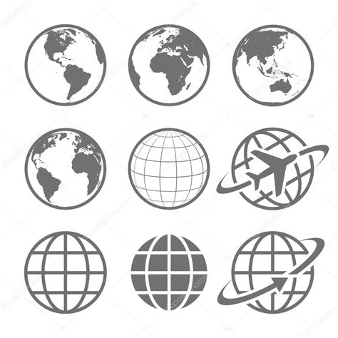 Earth Globe Icon Set Stock Vector By Fourleaflovers 57473209