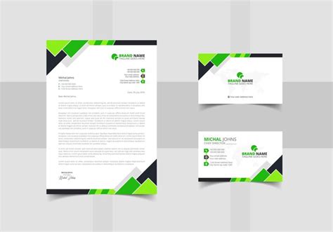 Premium Vector Green Business Document With Stationery Pack
