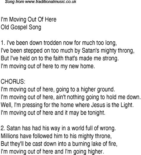 Im Moving Out Of Here Christian Gospel Song Lyrics And Chords