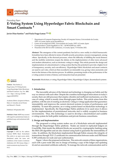 Pdf E Voting System Using Hyperledger Fabric Blockchain And Smart