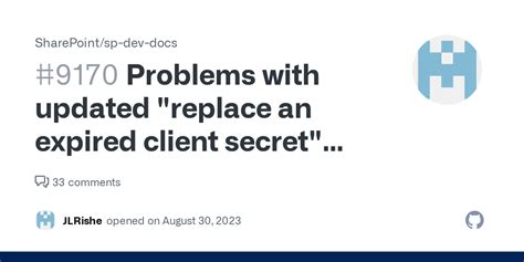 problems with updated replace an expired client secret document
