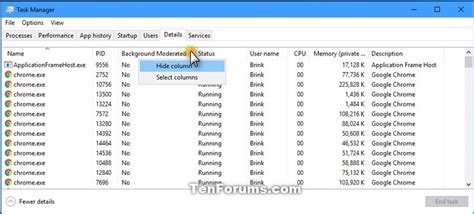 Add Or Remove Details In Task Manager In Windows 10 Tutorials