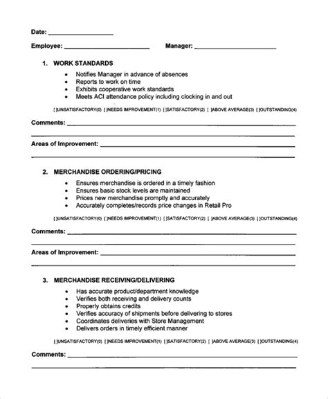 Warehouse Employee Evaluation Form