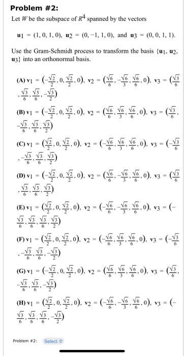 Solved Problem Let W Be The Subspace Of R Spanned By Chegg