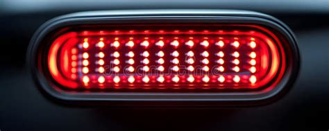 Back View Of Led Headlights On Metallic Sedan Car Shining On Dark Background Sport Car