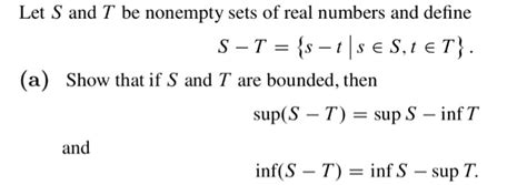 Let S And T Be Nonempty Sets Of Real Numbers And Chegg