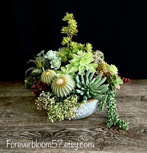 Real Touch Orchid Centerpiece With Artificial Succulents And Silk Flowers