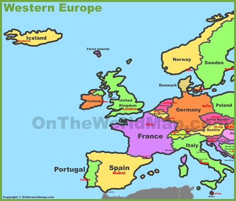 Famous World Map Western Europe Ceremony World Map With Major Countries