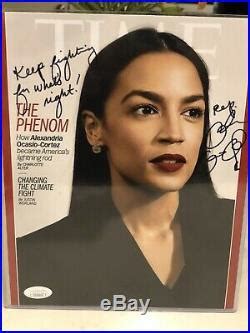 Alexandria Ocasio Cortez Time Magazine Cover Signed And Inscribed Jsa