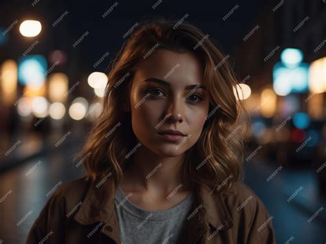 Premium Ai Image Portrait Of Young Women On Street At Night Ai Generative