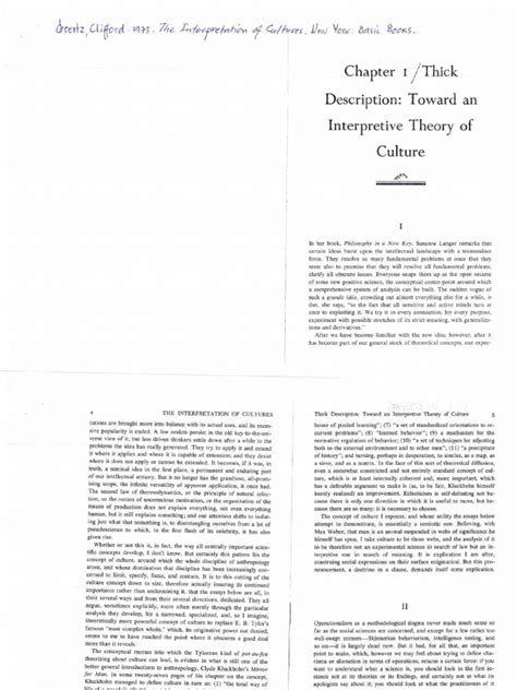 Geertz Thick Description Towards An Interpretive Theory Of Culture Pdf Anthropology