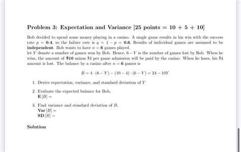 Solved Problem 3 Expectation And Variance [25 Points