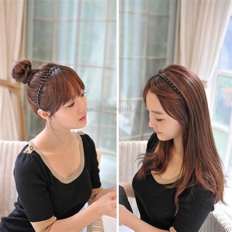 2pcs 남녀 공통 간단한 물결 모양의 머리 머리 후프 밴드 스포츠 머리띠 헤어 액세서리 블랙