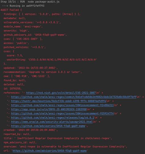 Docker Build Failed Due To Severity Reason Ansi Regex Is Vulnerable