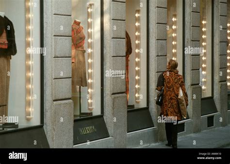 Italy Milan Quadrilatero Della Moda Woman Window Shopping On Via