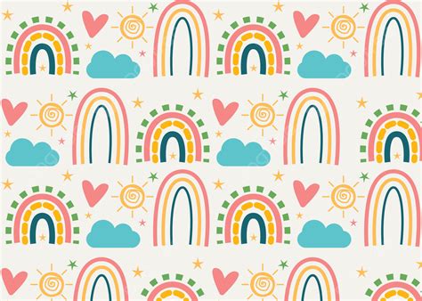 Hand Drawn Vector Rainbow Pattern Background Rainbow Pattern Hand Drawn Background Image For