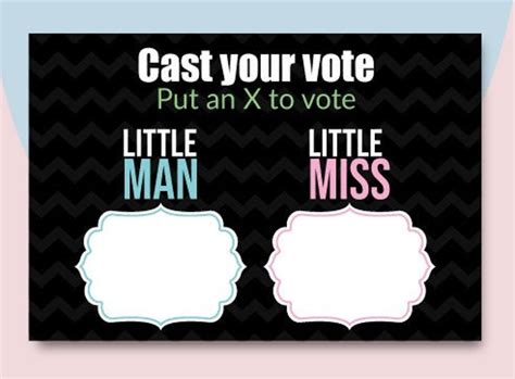 Printable Voting Cards For Gender Reveal Party Cast Your Vote Boy Or