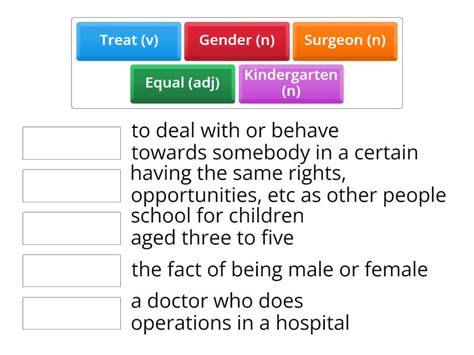 Vocabulary Unit 6 Gender Equality Match Up