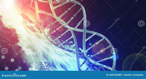 Dna Model 3d Illustration Genetic Engineering Genome Decoding Stock