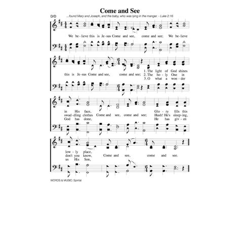 Come And See Pdf Song Sheet