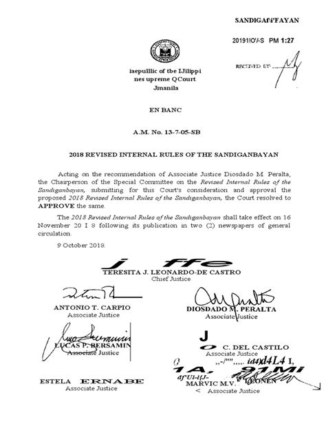 2018 Revised Internal Rules Sandiganbayan Pdf Judgment Law Public Law