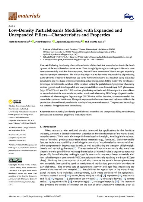 Pdf Low Density Particleboards Modified With Expanded And Unexpanded