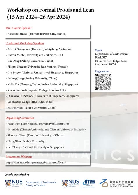 Workshop On Formal Proofs And Lean Institute For Mathematical Science