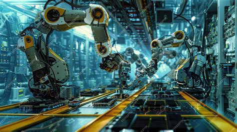 Premium Photo Graphic Chip Assembly In An Automated Factory