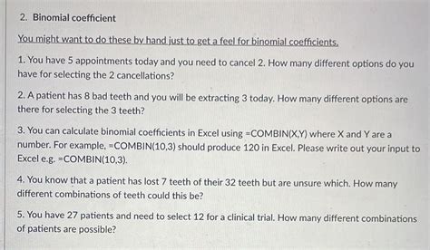 Solved Binomial Coefficient You Might Want To Do These By Chegg