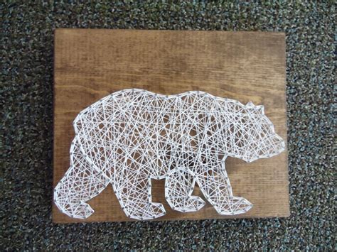Bear String Art Grizzly Bear String Art Cabin Decor Wildlife String