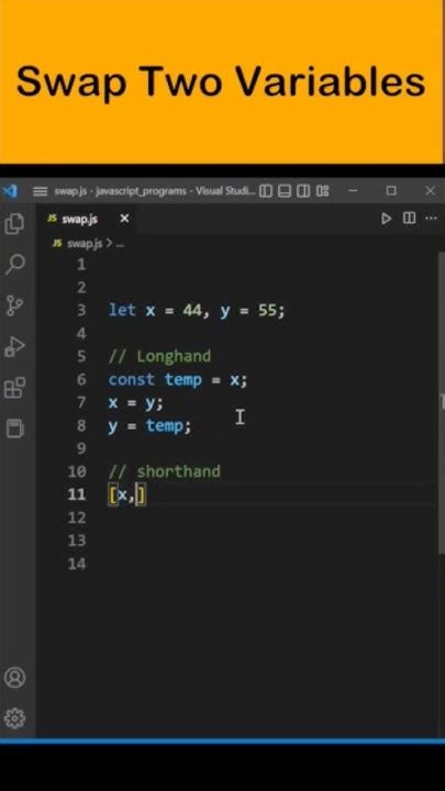 Javascript Tip How To Swap Values Of Two Variables Shorts