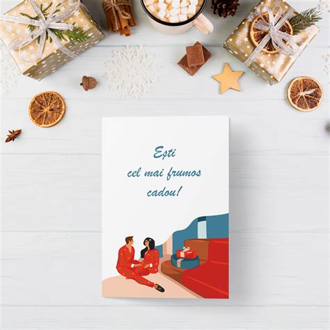 Коледна картичка с плик висококачествена текстурирана хартия Вие сте най красивият подарък
