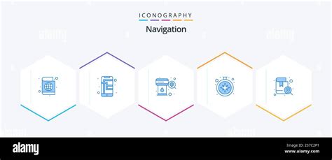 Navigation 25 Blue Icon Pack Including Location Book Location Map