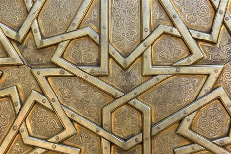 Brass Doors Adorned With Moroccan Patterns Metal Filigree And Intricate Relief Work Royal