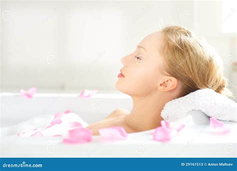 Girl Relaxing In Bathtub Stock Image Image Of Foam Enjoy 29161513