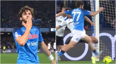 🎥ვიდეო 5 ფეხბურთელი მოატყუა და შეაგდო ნახეთ რა გზავნილი ჰქონდა კვარას გოლის აღნიშვნას