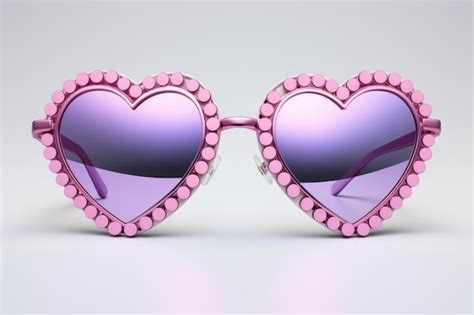 Premium Ai Image Mirrored Pink Heart Shaped Sunglasses