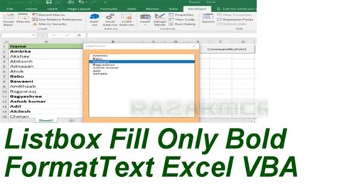 listbox fill only bold format text excel vba youtube