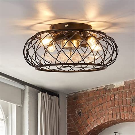 Farmhouse Caged Ceiling Fan With Light 17 In Remote Control