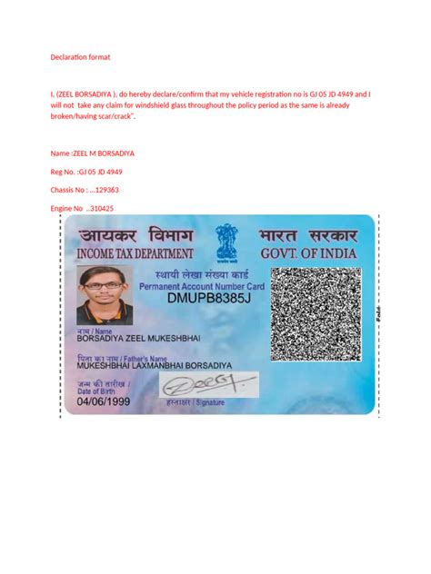 Declaration Format Pdf