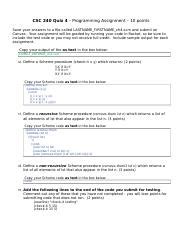 Chapter Quiz Programming Assignment Doc CSC Quiz Programming Assignment
