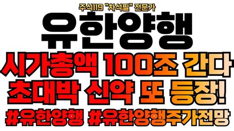 유한양행 주가전망 시가총액 100조 갑니다 초대박 신약 또 등장했네요 유한양행 유한양행주가 유한양행주가전망 유한