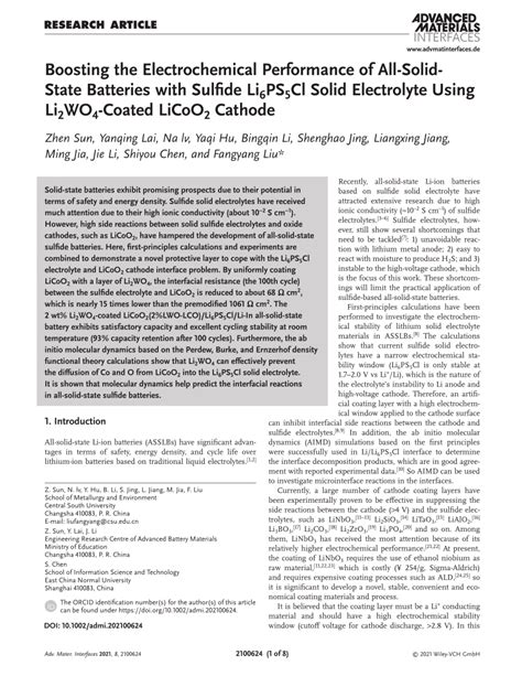 Boosting The Electrochemical Performance Of All‐solid‐state Batteries With Sulfide Li6ps5cl