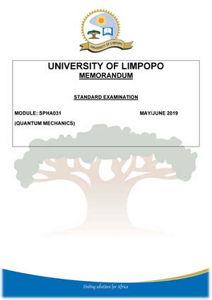 Scha Test Memo SECTION A UNIVERSITY OF LIMPOPO TURFLOOP CAMPUS MEMORANDUM