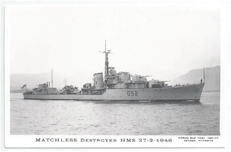 Hms Matchless M Class Destroyer Royal Navy Rp Pc £1112 Picclick Uk